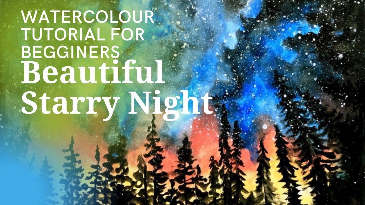 Beautiful STARRY NIGHT painting|Draw easy creative watercolour painting ...