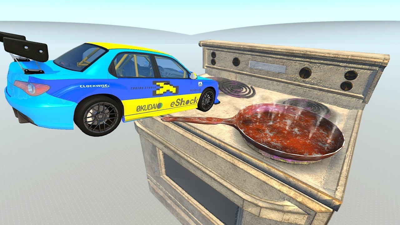 BeamNG Drive - Cars Jumping Hot Frying Pan - YouTube