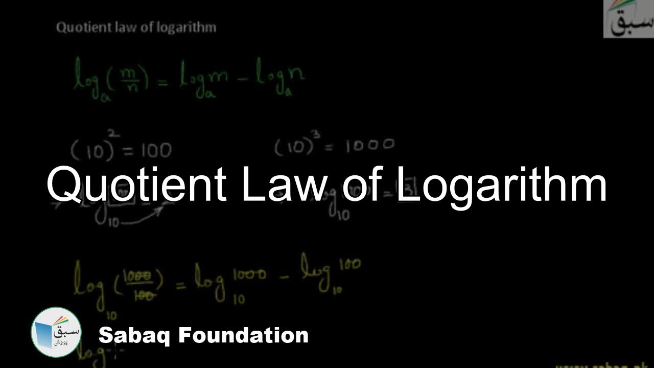 Quotient Law Of Logarithm Chemistry Lecture Sabaq pk YouTube Quotient Law Of Logarithm Chemistry Lecture Sabaq pk YouTube