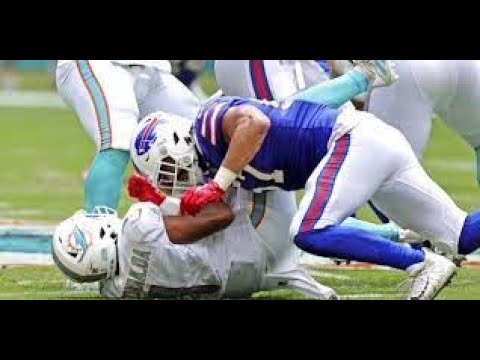 Tua Tagovailoa injured & dizzy after taking hit vs. Bills - YouTube