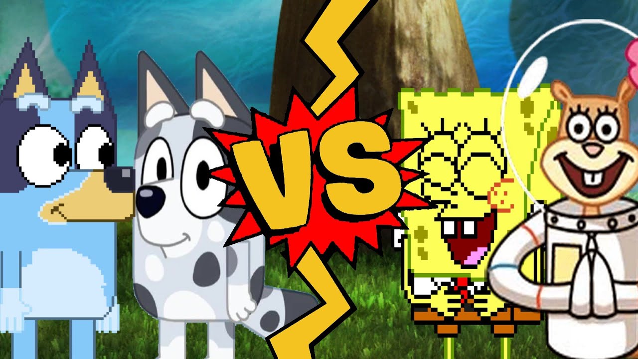 M.U.G.E.N Battles | Bluey/Muffin vs SpongeBob/Sandy Cheeks | Bluey vs ...
