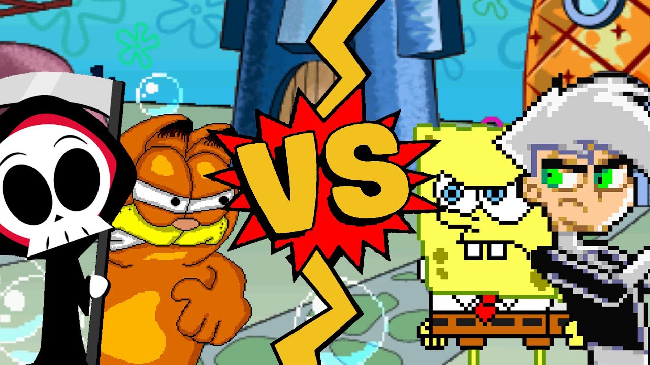 M.U.G.E.N Battles | Grim Reaper/Garfield vs SpongeBob/Danny Phantom ...