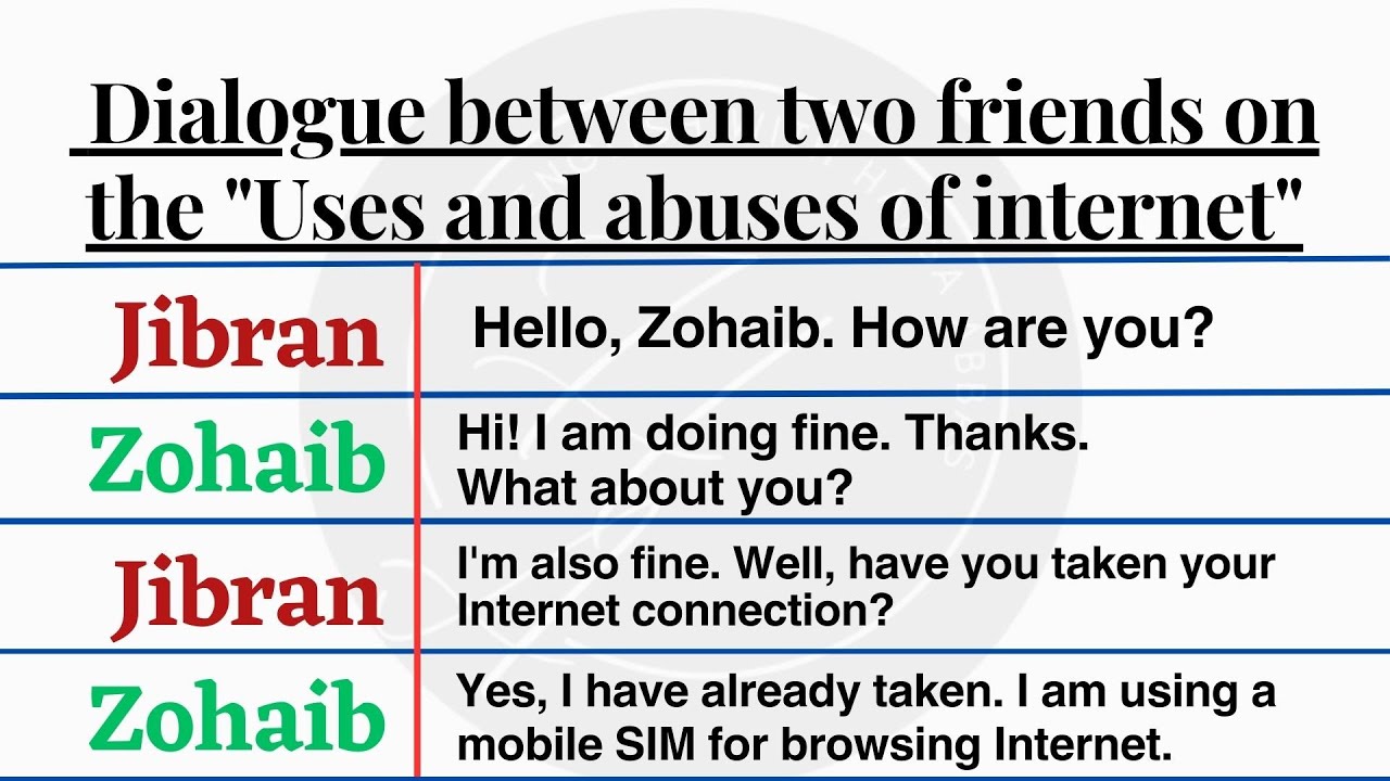 Dialogue between two friends on the uses and abuses of internet ...