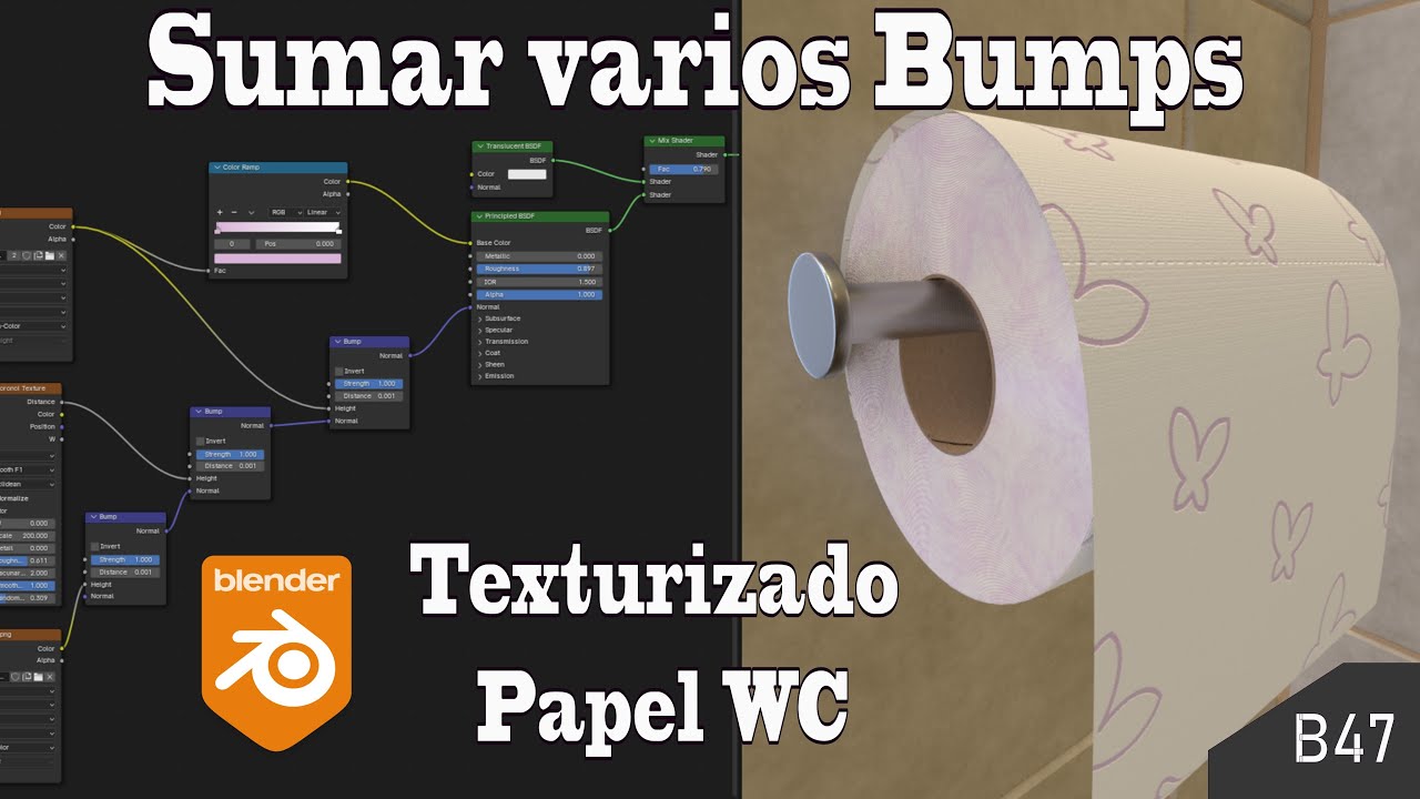 B47 -Texturizado Papel WC - Sumar varios Bump - Blender 4.1 - YouTube