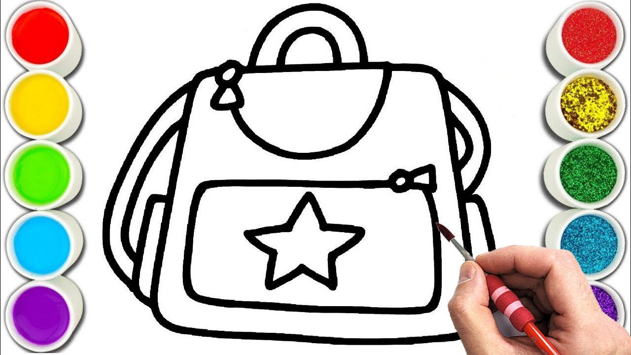 School Backpack Drawing, Painting & Coloring For Kids and Toddlers ...