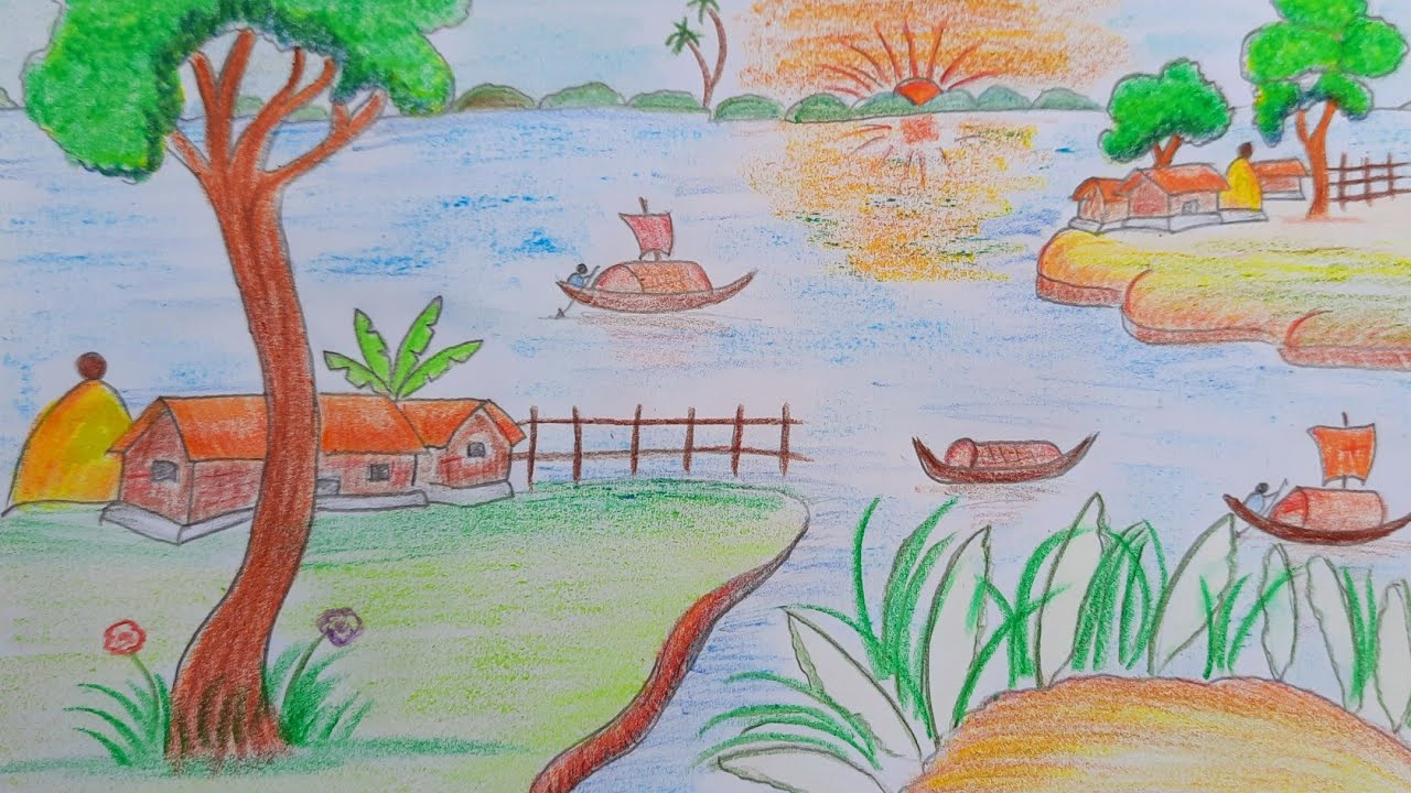 How to draw scenery of Autumn season - YouTube