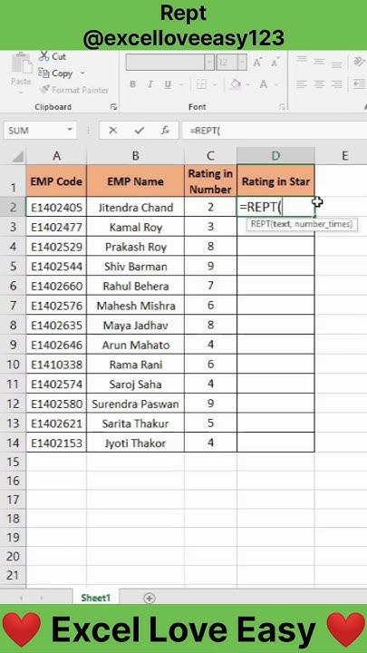 How to use REPT function in Excel | Excel Tips #excel #ytshorts #viral #shorts #education - YouTube