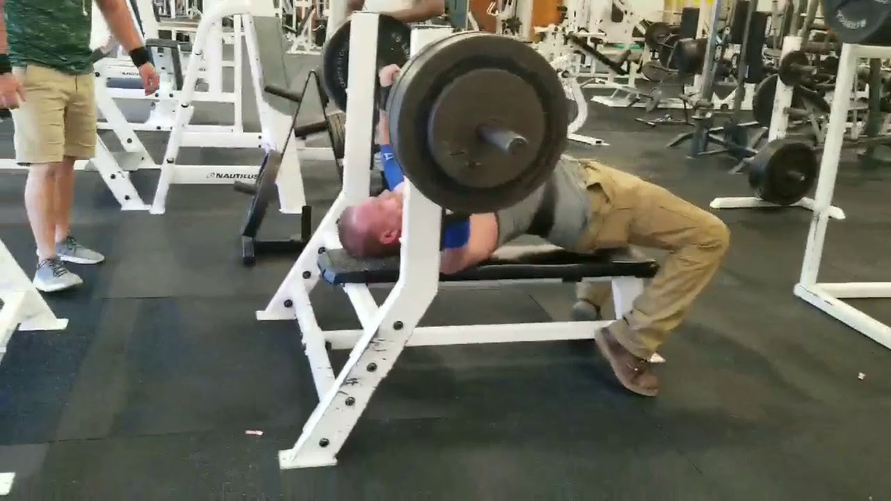 Personal best bench press 365 - YouTube