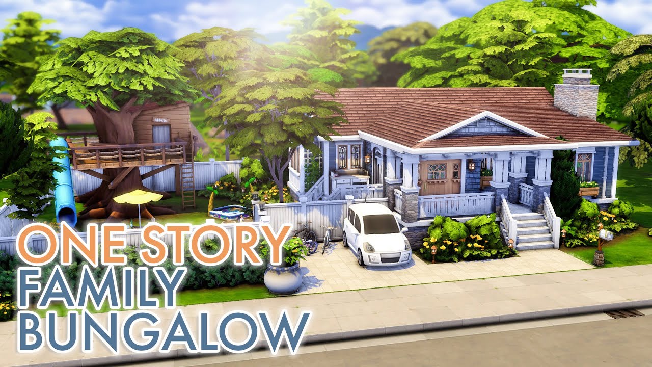 One Story Family Bungalow 🌳 The Sims 4 Speed Build | No CC - YouTube