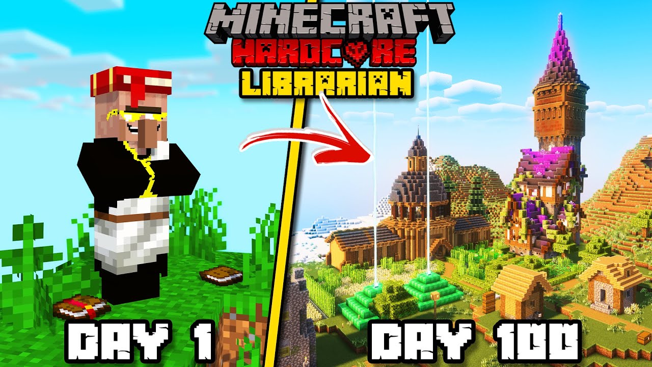 I Survived 100 Days As a ILLEGAL Librarian in Minecraft Hardcore - YouTube