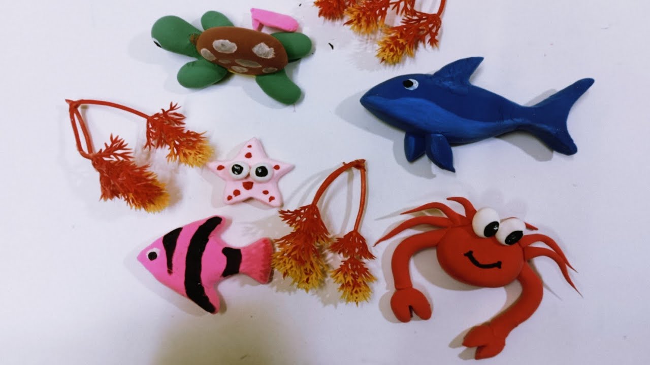 Clay Sea Animals | Sea animal making with clay | Sea Animals making ...