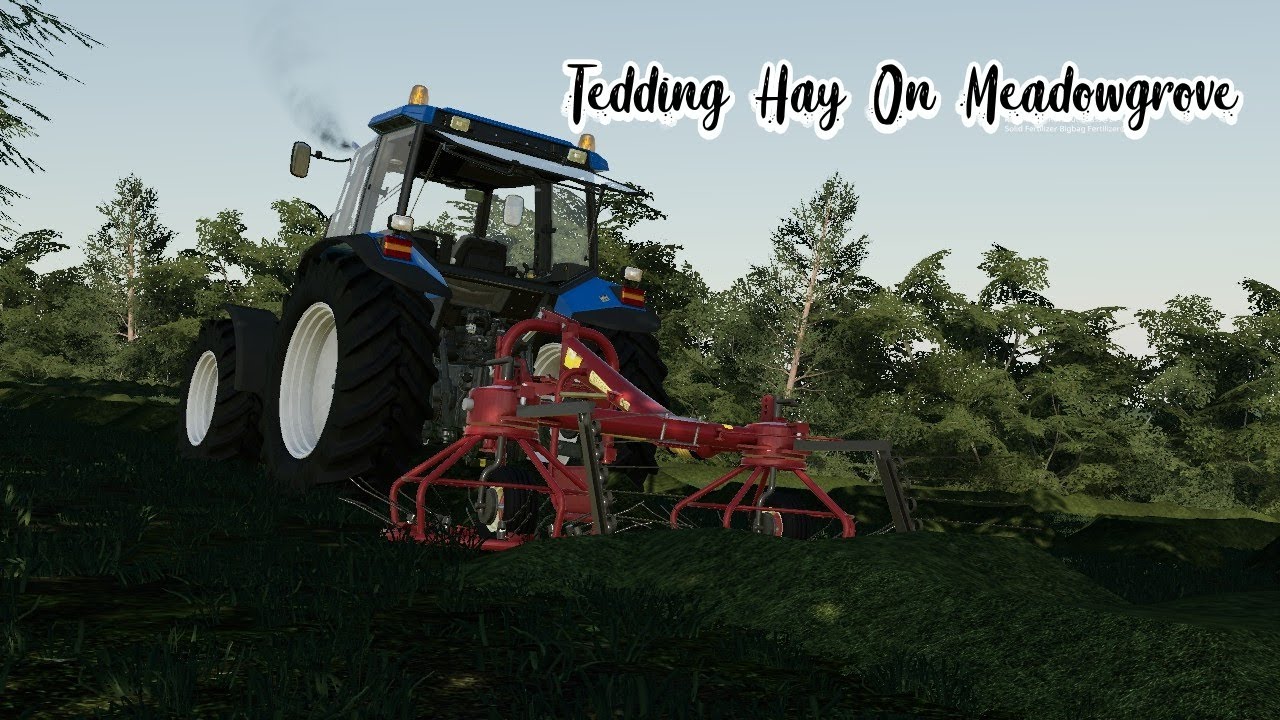 FS19 Tedding Hay On Meadow grove - YouTube