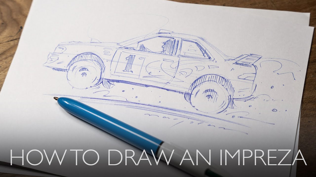 How to draw a Subaru Impreza Rally car in just 10 minutes! Easy to ...