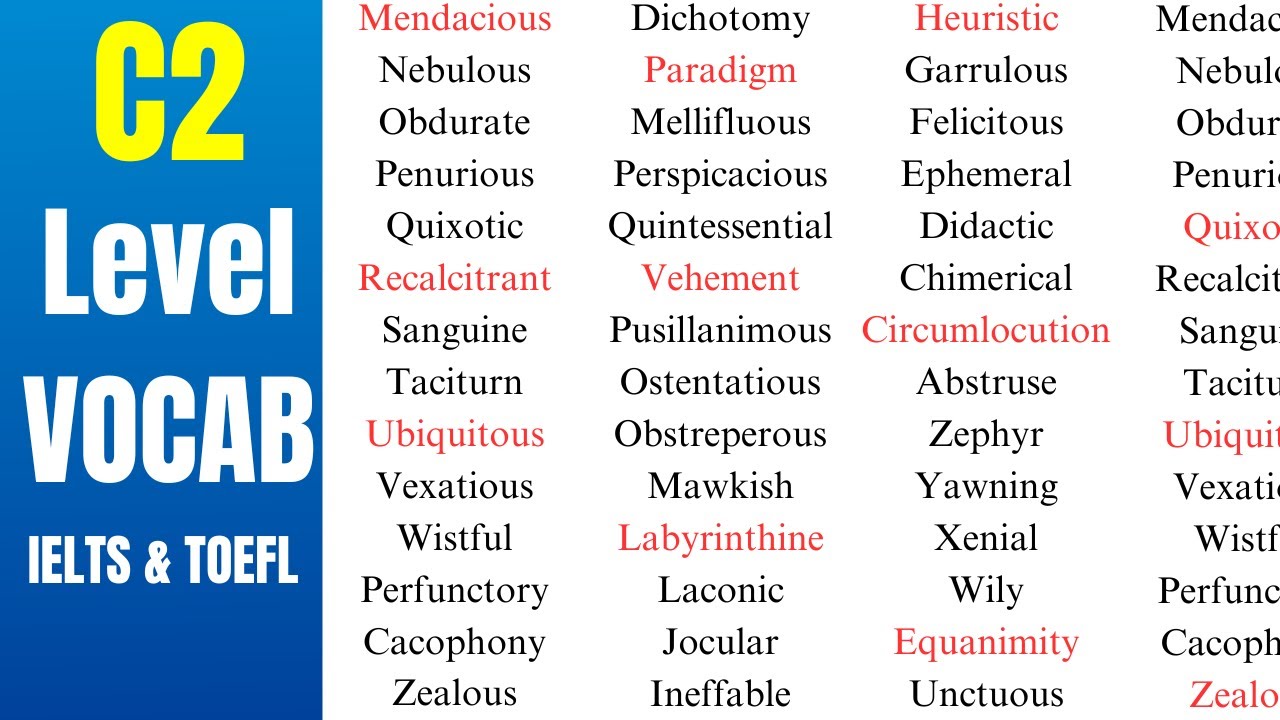 Advanced C2 English Vocabulary for IELTS & TOEFL - YouTube