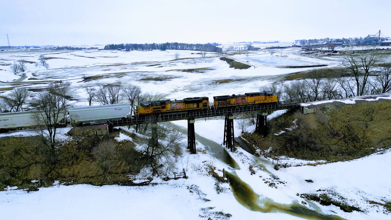 A Train and a Truck on the Brown Creek Trestle with Horn Salute and KCS ...
