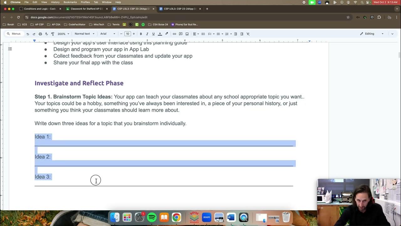 Code.org AP CSP U3L3 Design an App P1 - YouTube