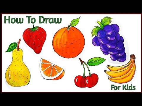 How to make fruits drawing//easy process fruits drawing making for ...