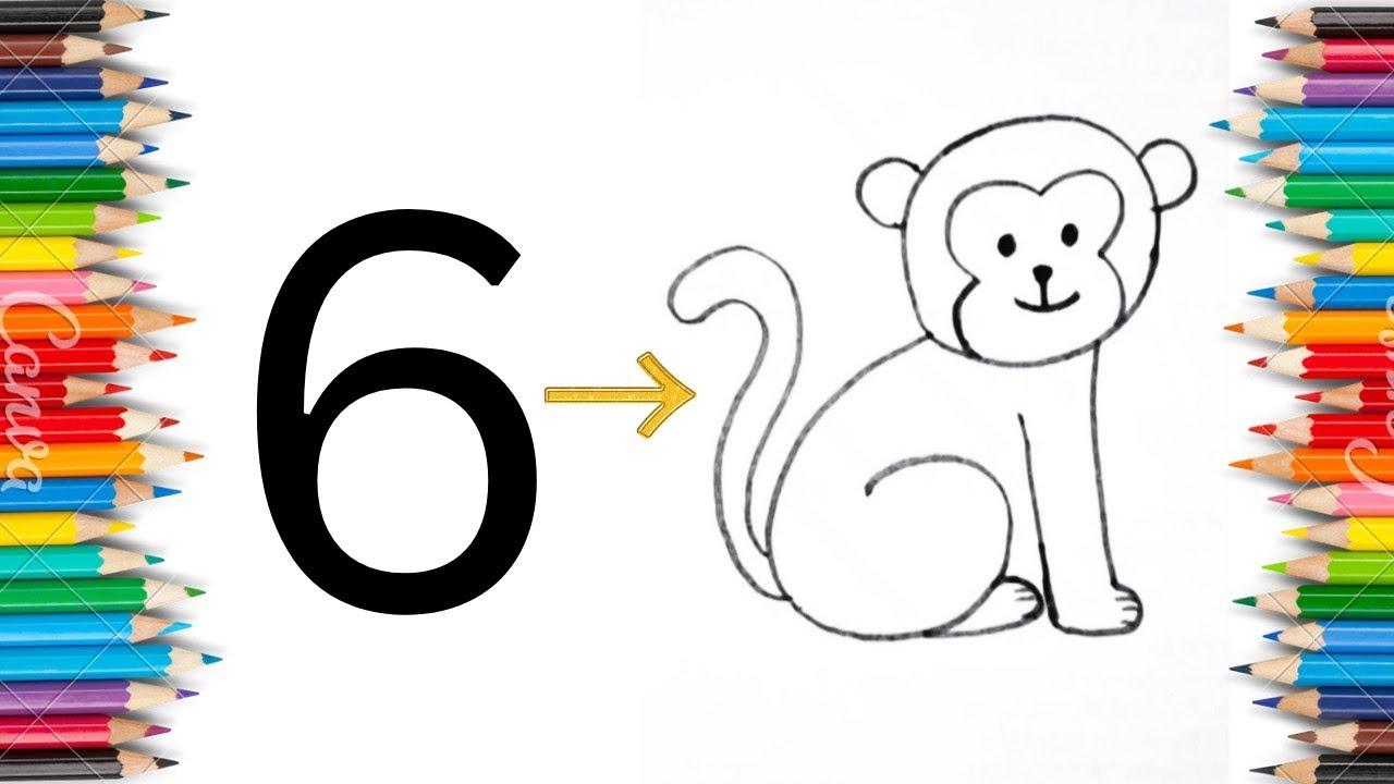 how to draw a monkey from 6 number||घर कैसे बनाएं ||बहुत ही आसान तरीका ...