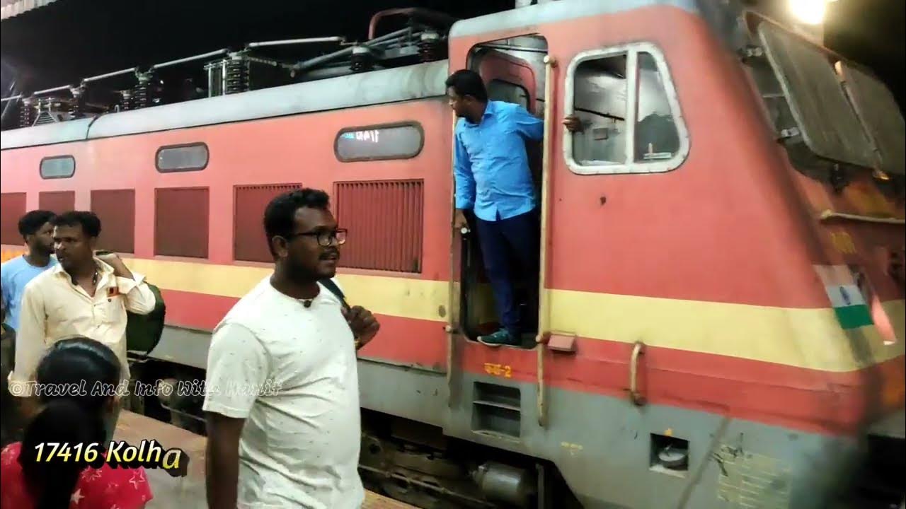 17416 Kolhapur to Tirupati Haripriya Express Entering In Hosapete Railway Station - YouTube