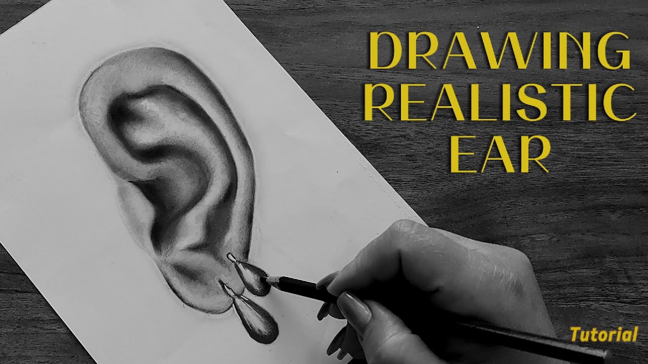 "How to Draw a Realistic Ear with Earrings | Pencil Drawing Tutorial ...