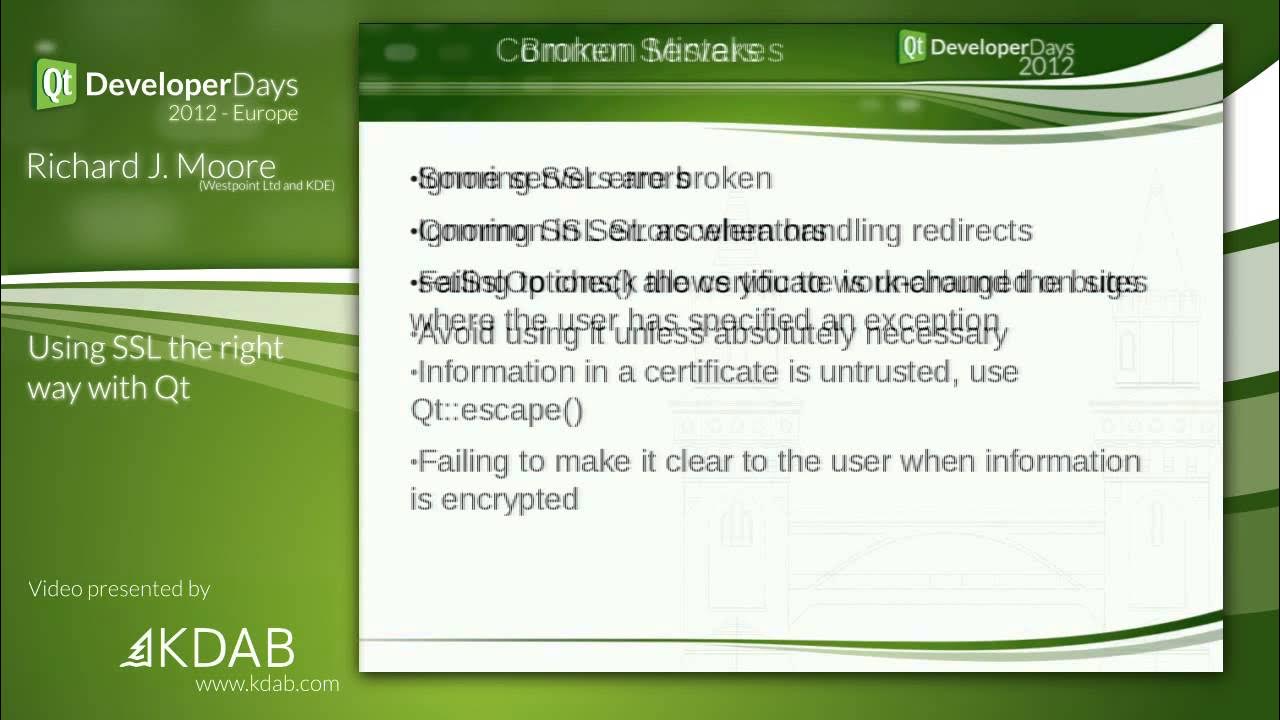 QtDD12 - Using SSL the right way with Qt - Richard J. Moore - YouTube