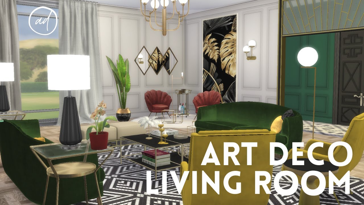 ART DECO LIVING ROOM || Sims 4 || CC SPEED BUILD - YouTube