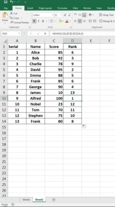 How to Use Rank Function in Excel #excel #shorts #exceltips - YouTube