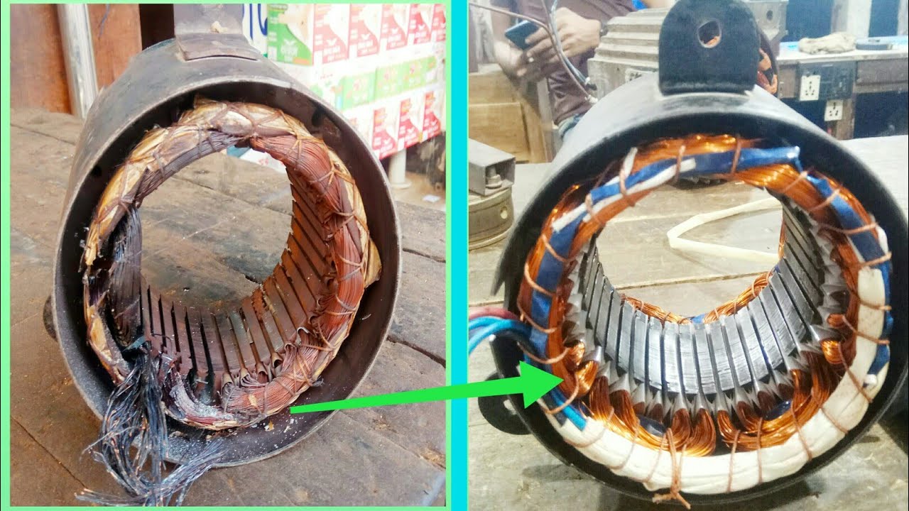 How to Rewinding 1.5 HP single phase motor 900 RPM - YouTube