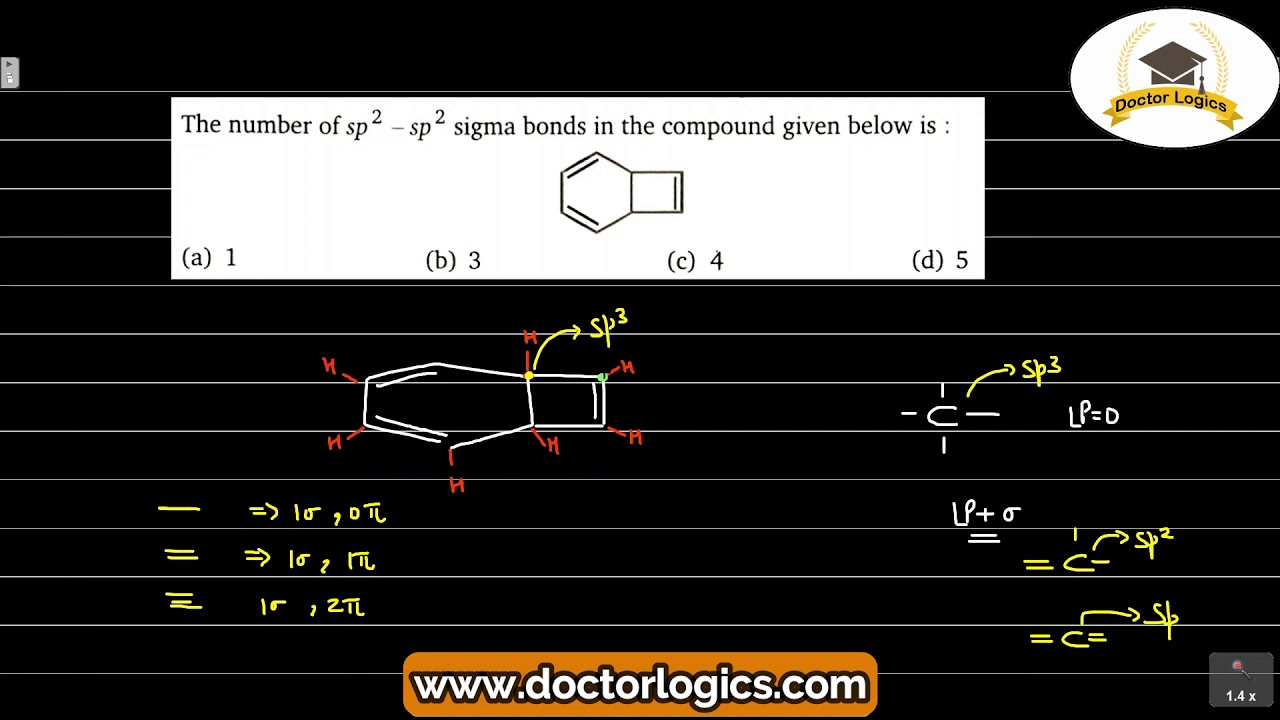 The number of sp2−sp2 sigma bonds in the compound given below is MS ...