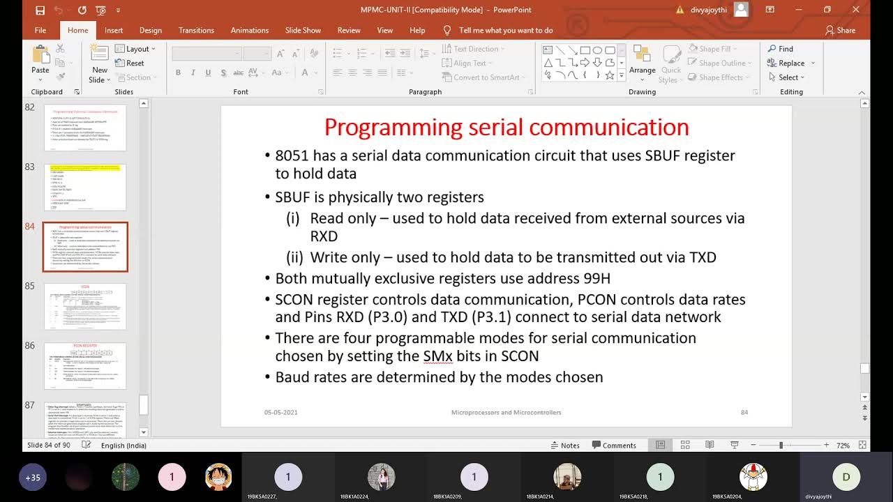 PROGRAMMING SERIAL PORT OF 8051 MICROCONTROLLER,SCON,PCON - YouTube