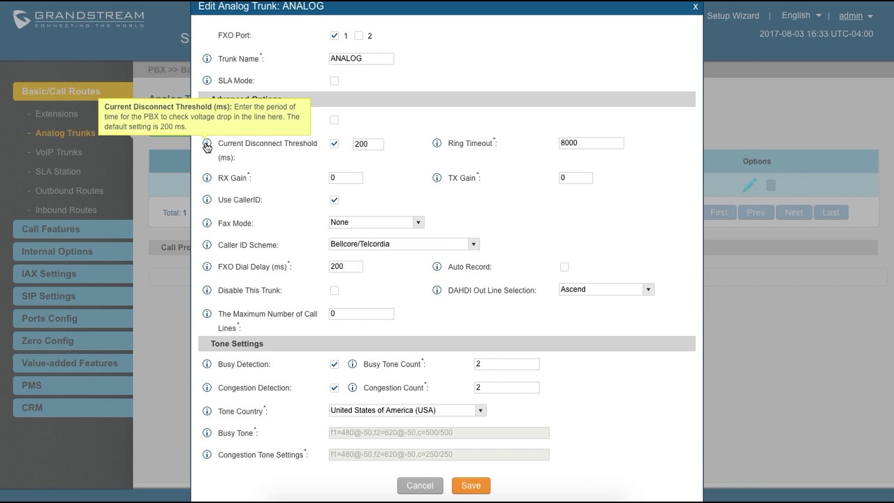 Grandstream IP PBX - Set Disconnect Threshold - ep109 - YouTube