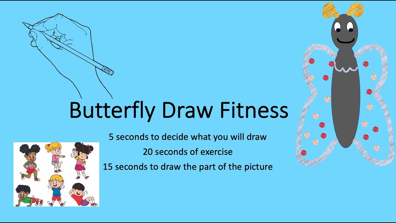 Butterfly Draw Kid's Fitness - Brain Break, PE warm up - YouTube