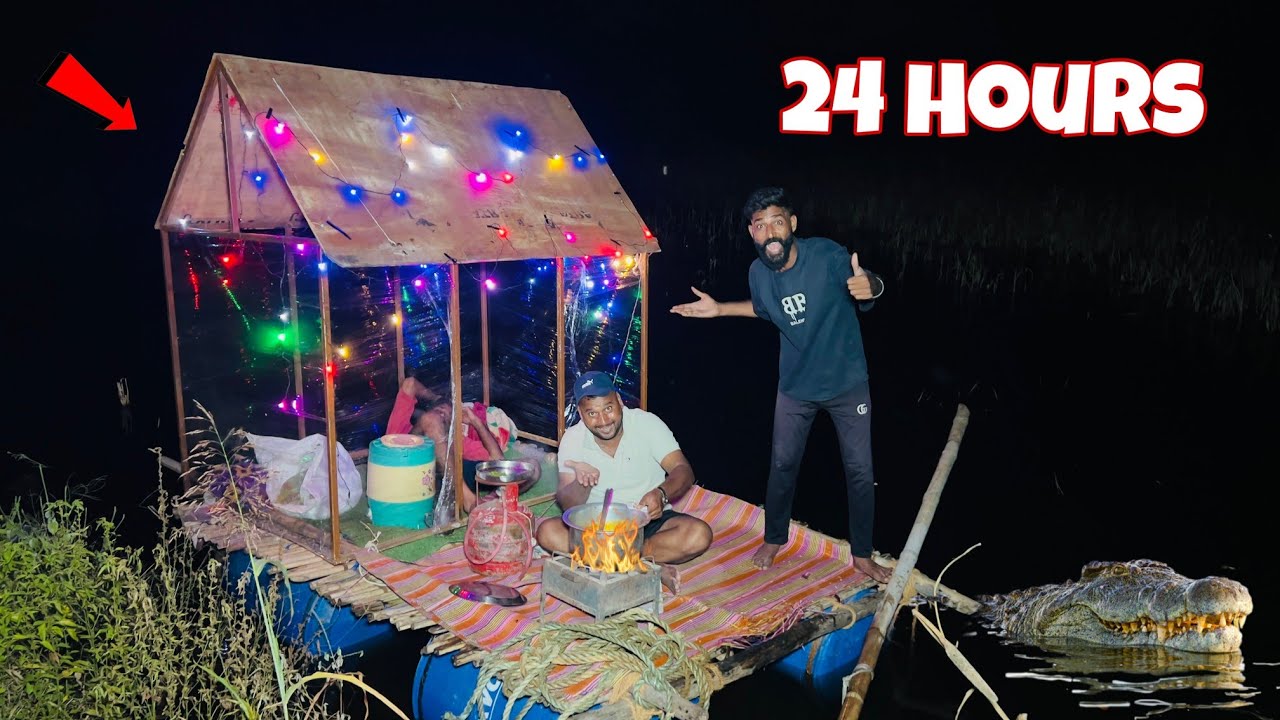 24 Hours On Floating Hut 😱 हमारी लड़ाई हो गयी !! - YouTube