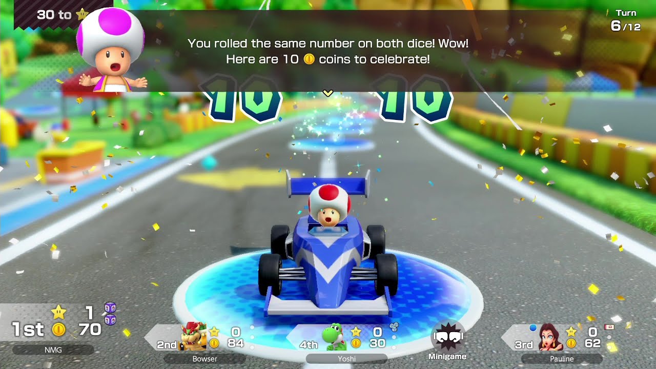 Super Mario Party Jamboree #5 Roll ‘em Raceway Raceway 12 turns (Toad ...