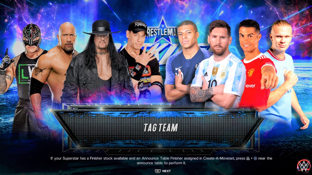 WWE vs Football: Messi Ronaldo Haaland Mbappe | WWE 2K23 | Ultra ...
