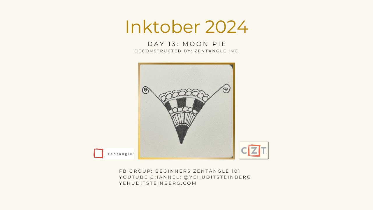 Inktober 2024 Zentangle Beginner Day 13 Moon Pie| Step-by-Step Tutorial ...