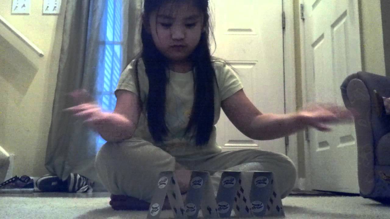 my little girl stacking cards - YouTube