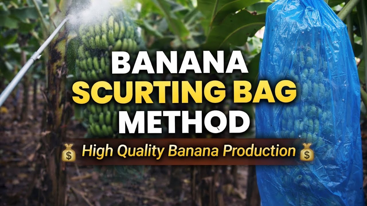 Banana Bunch Spraying & Bagging Method | High Quality Banana Production ...