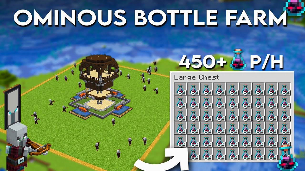 Minecraft EASIEST Ominous Bottle Farm Tutorial 1.21 - 450+ Per/h - YouTube