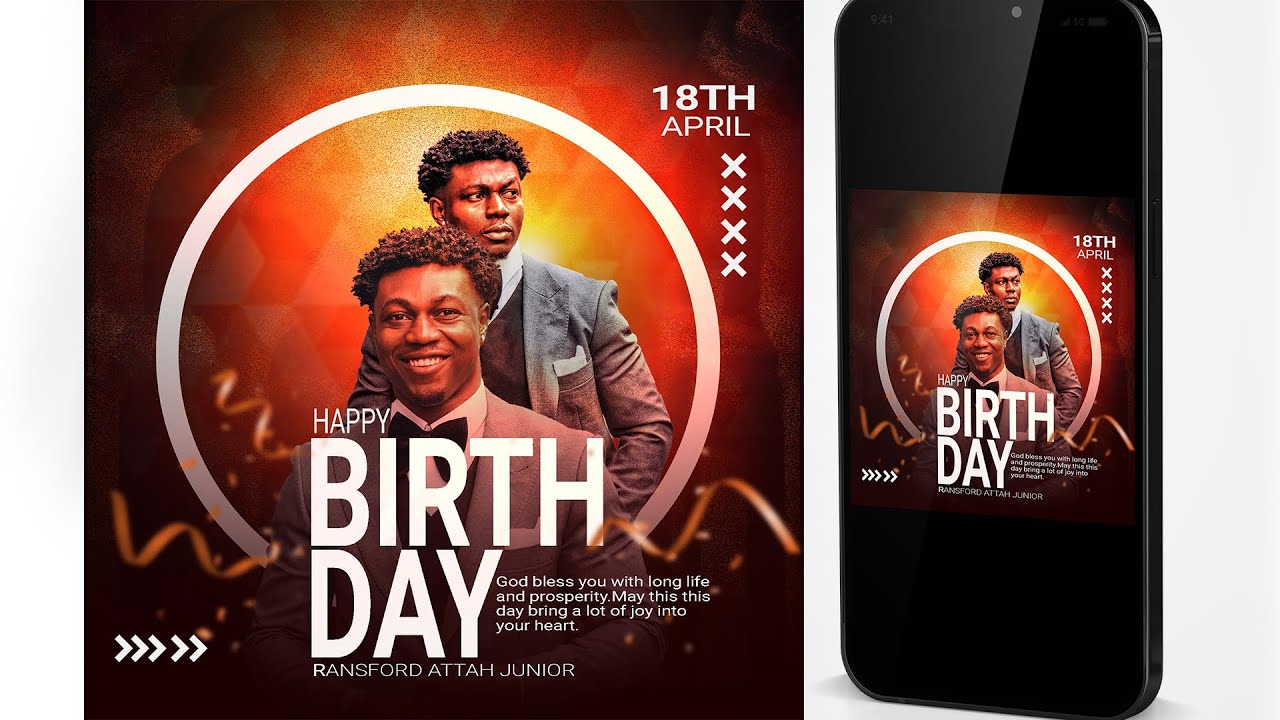 HOW TO DESIGN CINEMATIC BIRTHDAY FLYER/PHOTOSHOP TUTORIAL/JN GRAFIX ...