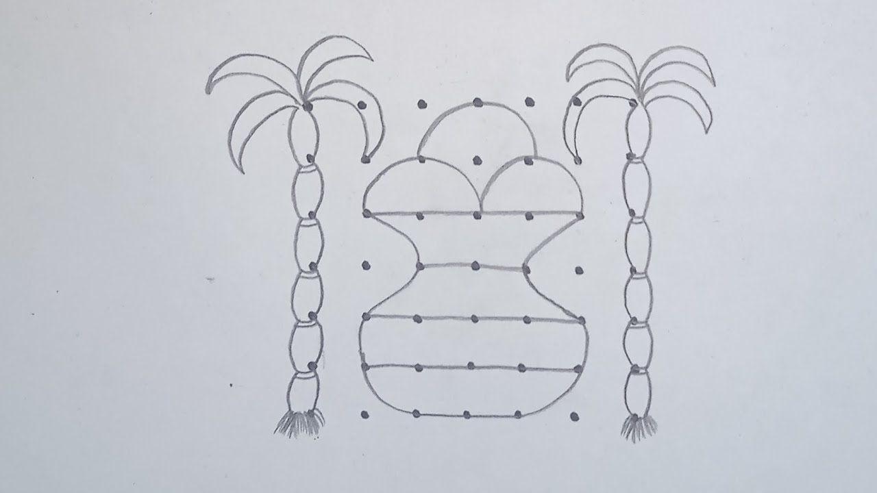 pongal Pot rangoli design 7*7 dots Kolam|sankranthi pot muggulu|pongal ...