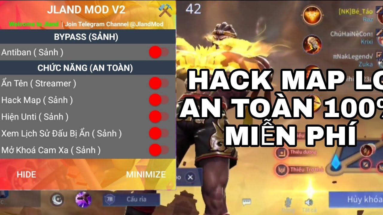 JLAND MOD LQ V2 | Antiban, Map Sáng, Tầm Nhìn Rộng, Giảm Hồi Chiêu | An Toàn , Leo Rank - YouTube