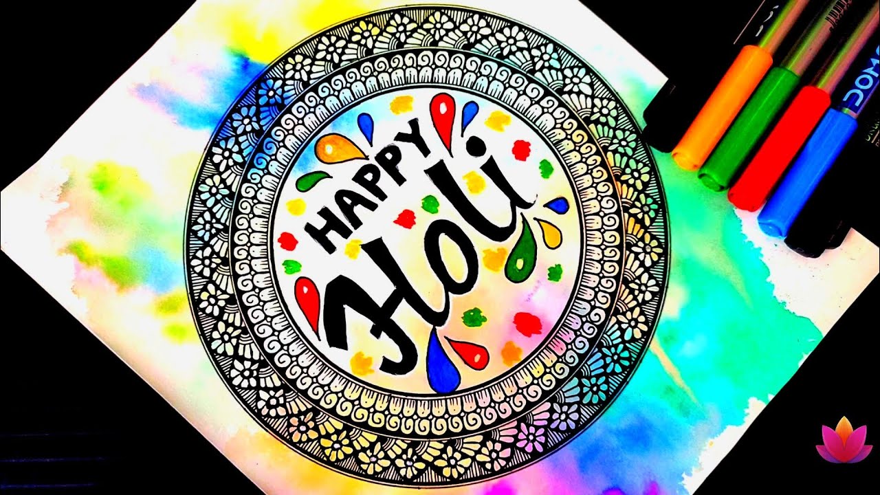 Holi Special Mandala Drawing | Colourful mandala Art | Happy Holi - YouTube