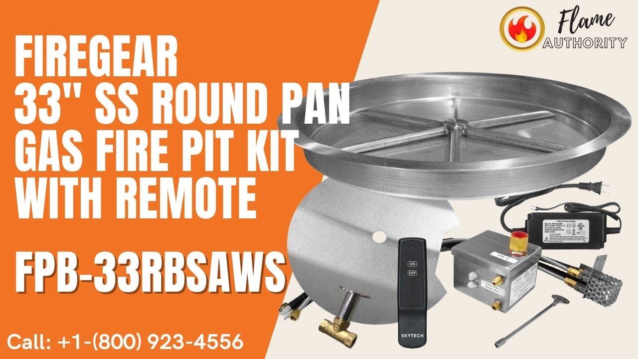 Firegear 33" SS Round Pan Gas Fire Pit Kit with Remote FPB-33RBSAWS ...
