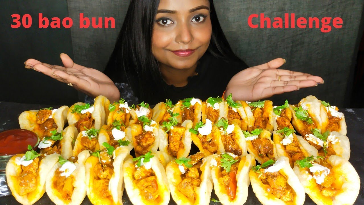 30 CHICKEN BAO BUN EATING CHALLENGE || FOOD EATING VIDEO || MUKBANG ...