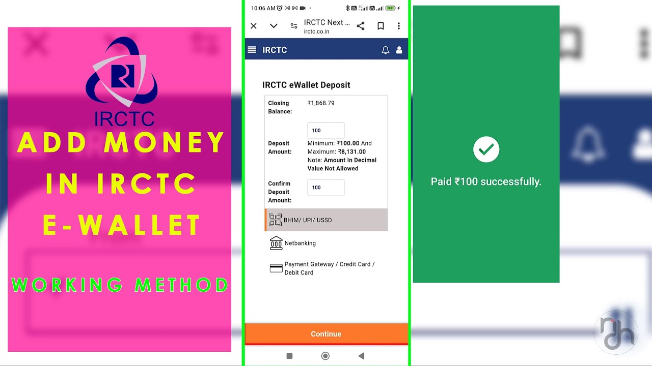 IRCTC E-Wallet me Paisa Kaise Dale | How to Deposit Money in IRCTC E ...