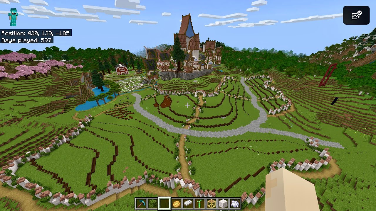 Farm Paths and Walls in Survival Minecraft!(Part2) (Bedrock) - YouTube