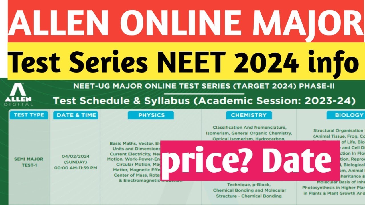 Allen online major test series for neet 2024 || allen major test series ...