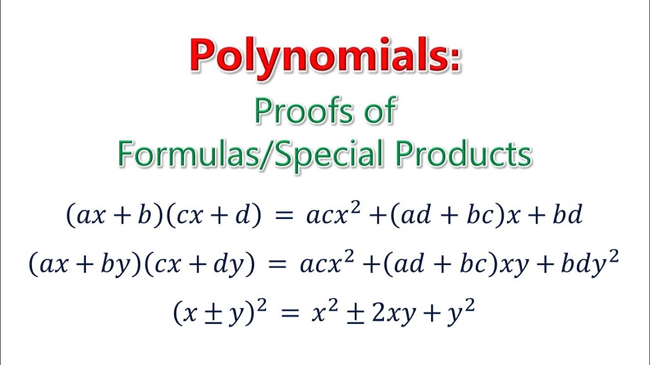 Polynomials: Proofs of Formulas/Special Products (2 of 2) - YouTube