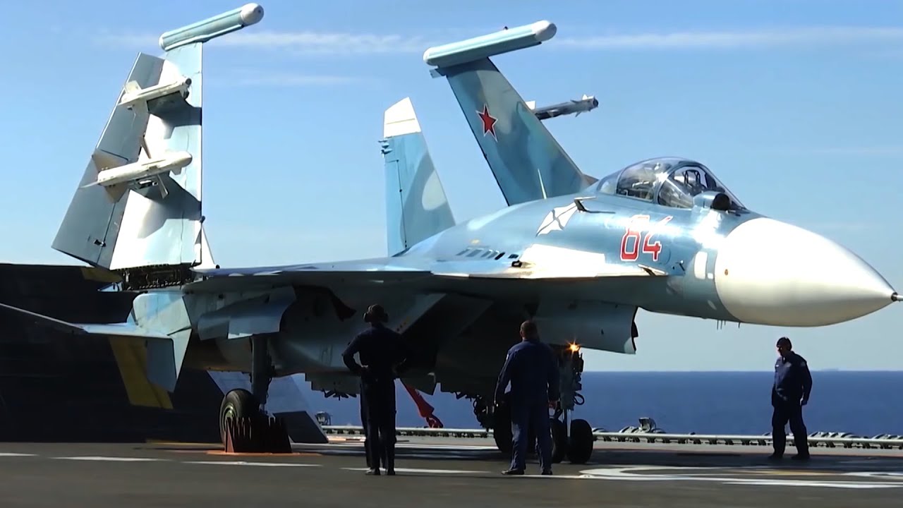 SUKHOI SU-35 Takeoff and Landing on the Russian Aircraft Carrier ...